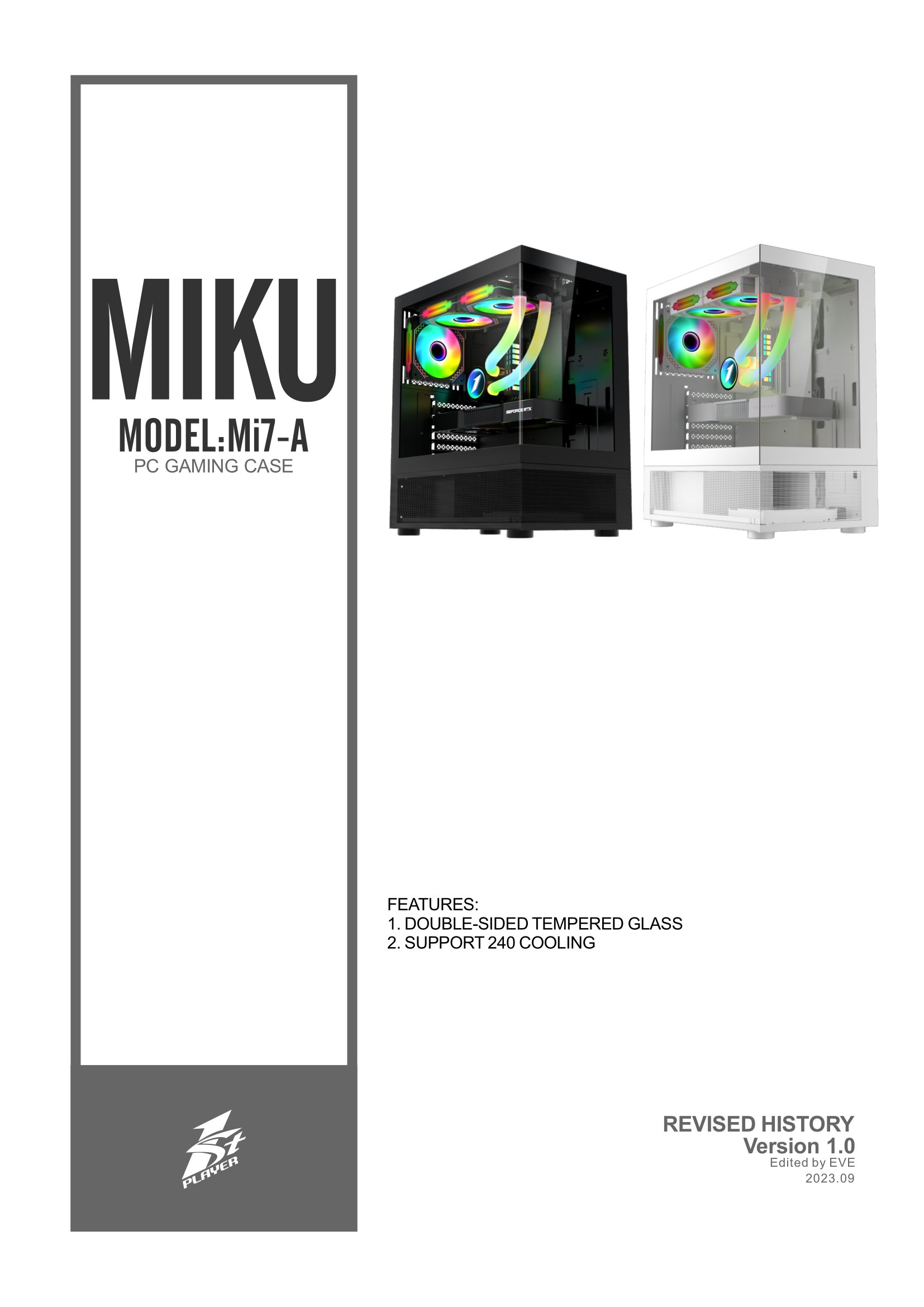 1ST PLAYER MI7-A ATX / M-ATX / ITX GAMING CASING - Black/White ...