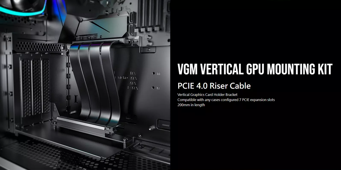 Montech VGM Vertical Graphics Card GPU Mounting Kit with PCIE 4.0 Riser ...