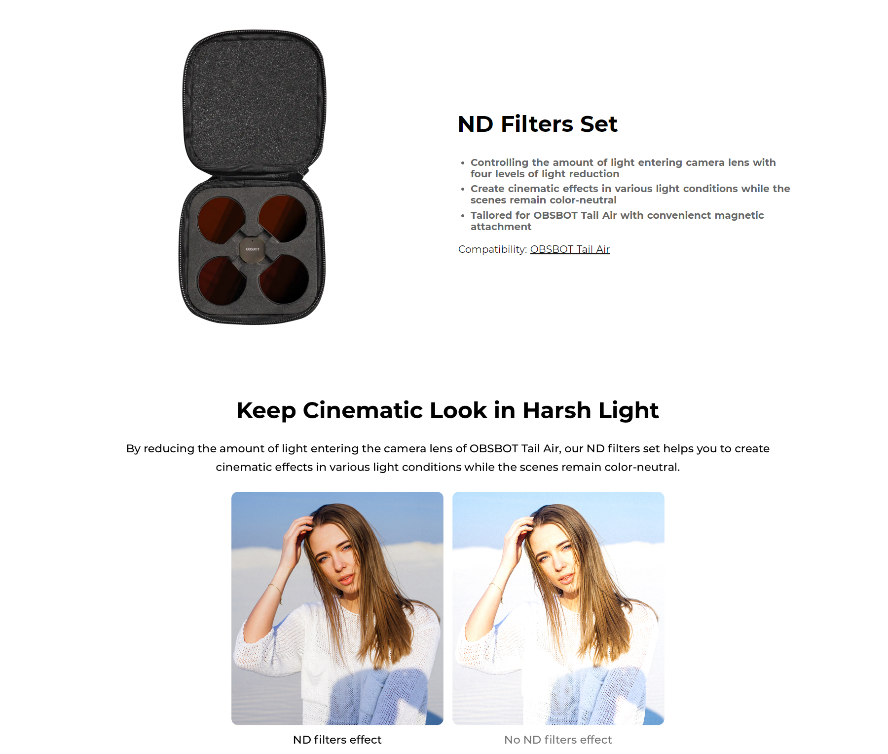 OBSBOT TAIL AIR ND FILTER SET LENS FILTER WITH DIVERSE LEVELS OF LIGHT ...