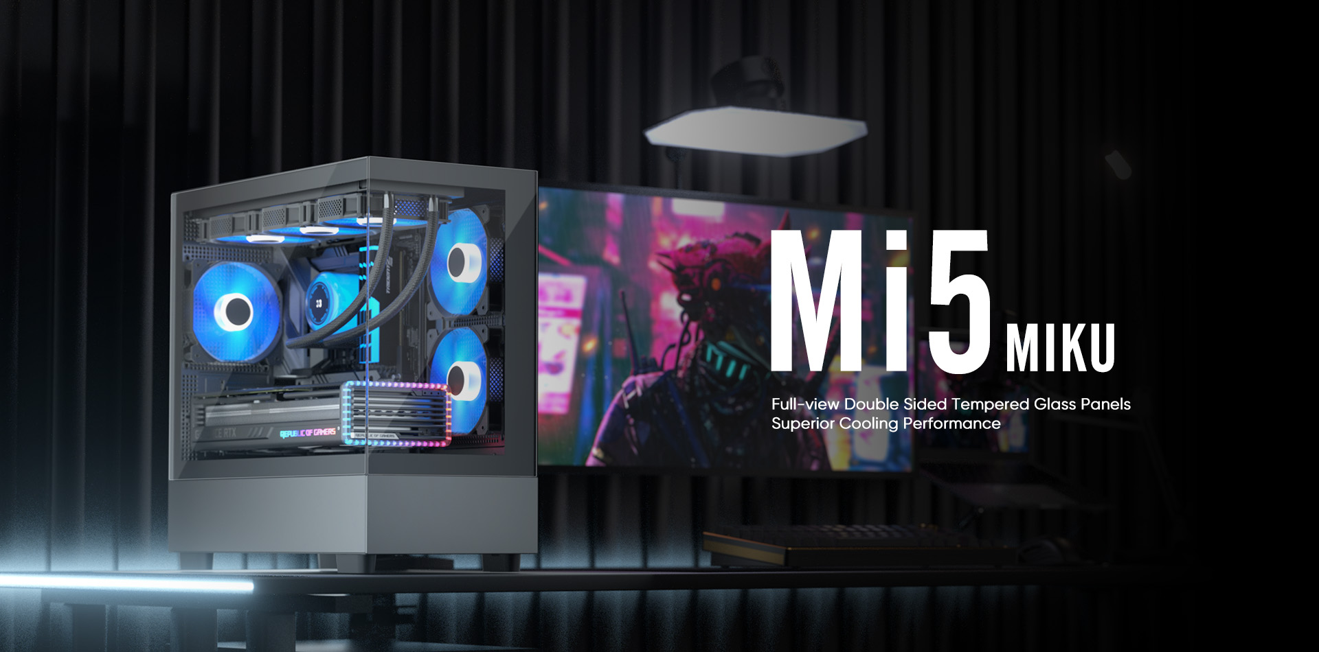 1stPlayer Miku Mi7-A Tempered Glass ATX Gaming PC Case - Black/White ...