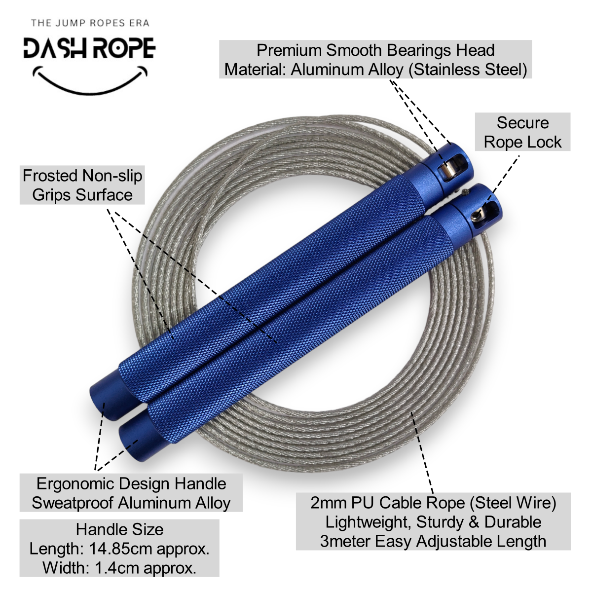 DASH ROPE 2mm Double Under Multiple Speed CrossFit Jump Ropes Steel ...