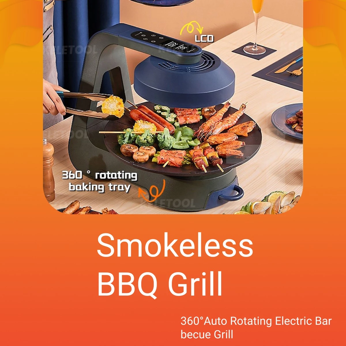 360 Auto Rotating Electric Barbecue Grill 3D Smokeless Infrared Baking ...