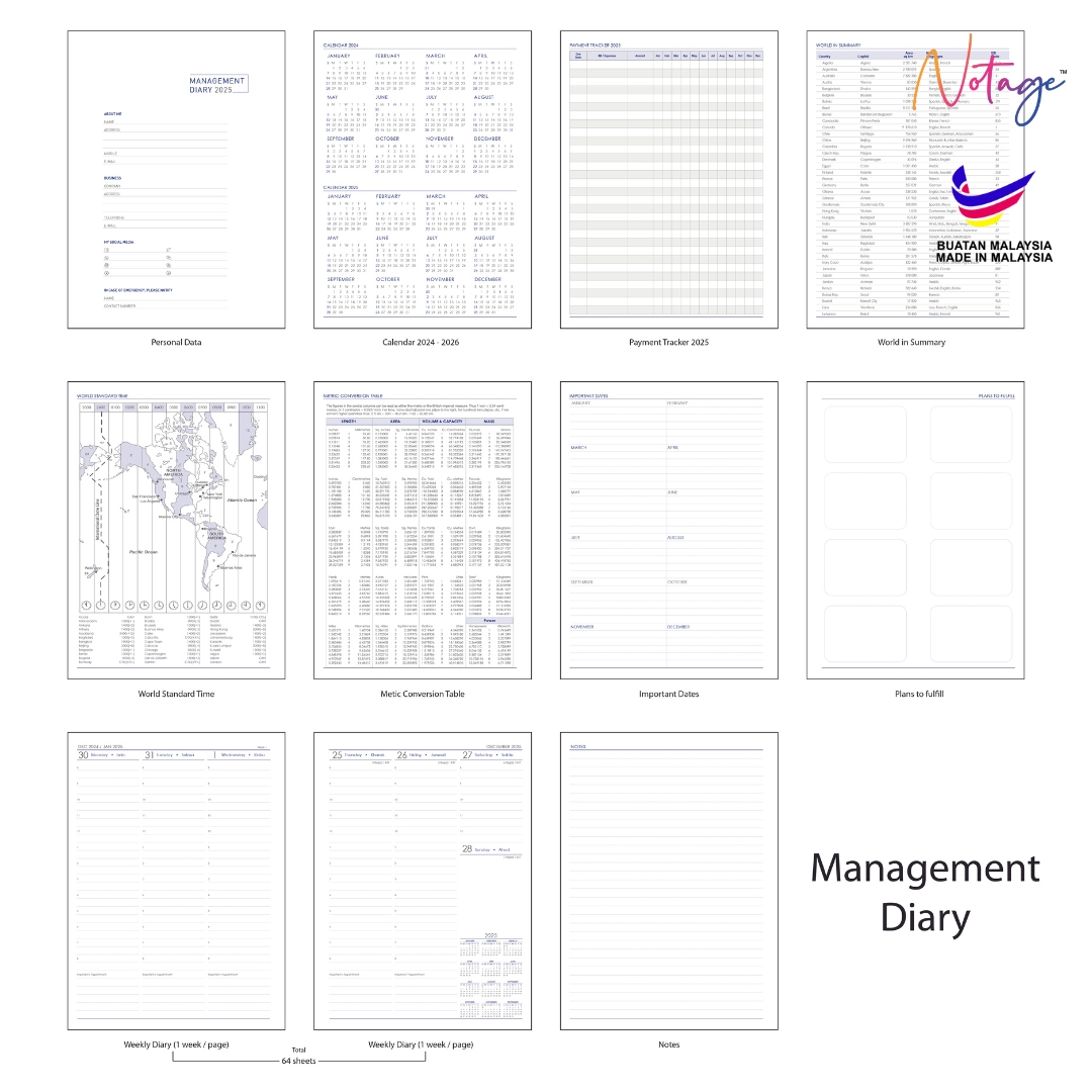 Diary Management 2025 Hard Leather Diary Diary Diary Diary Calendar ...