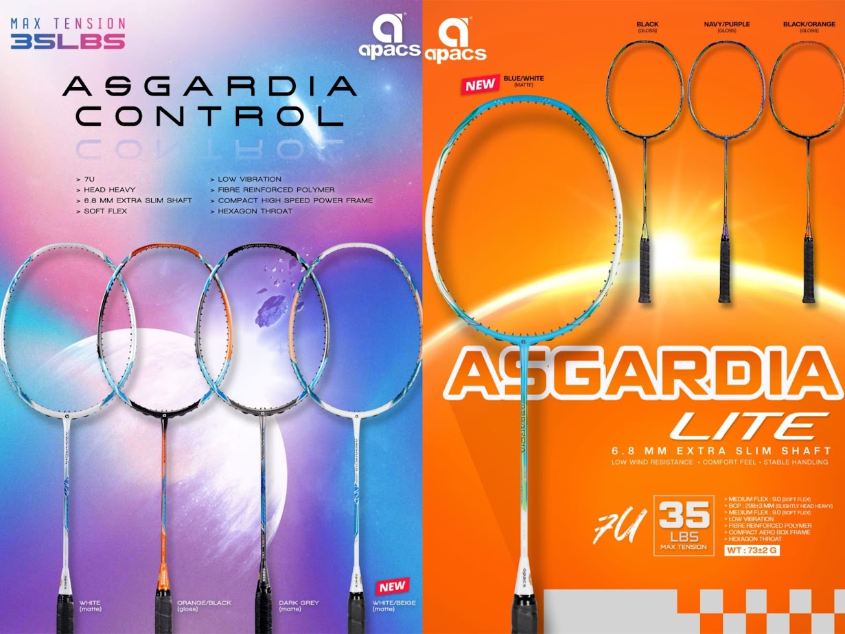 APACS Badminton Racket ASGARDIA LITE/CONTROL Max Tension 35LBS | Shopee ...