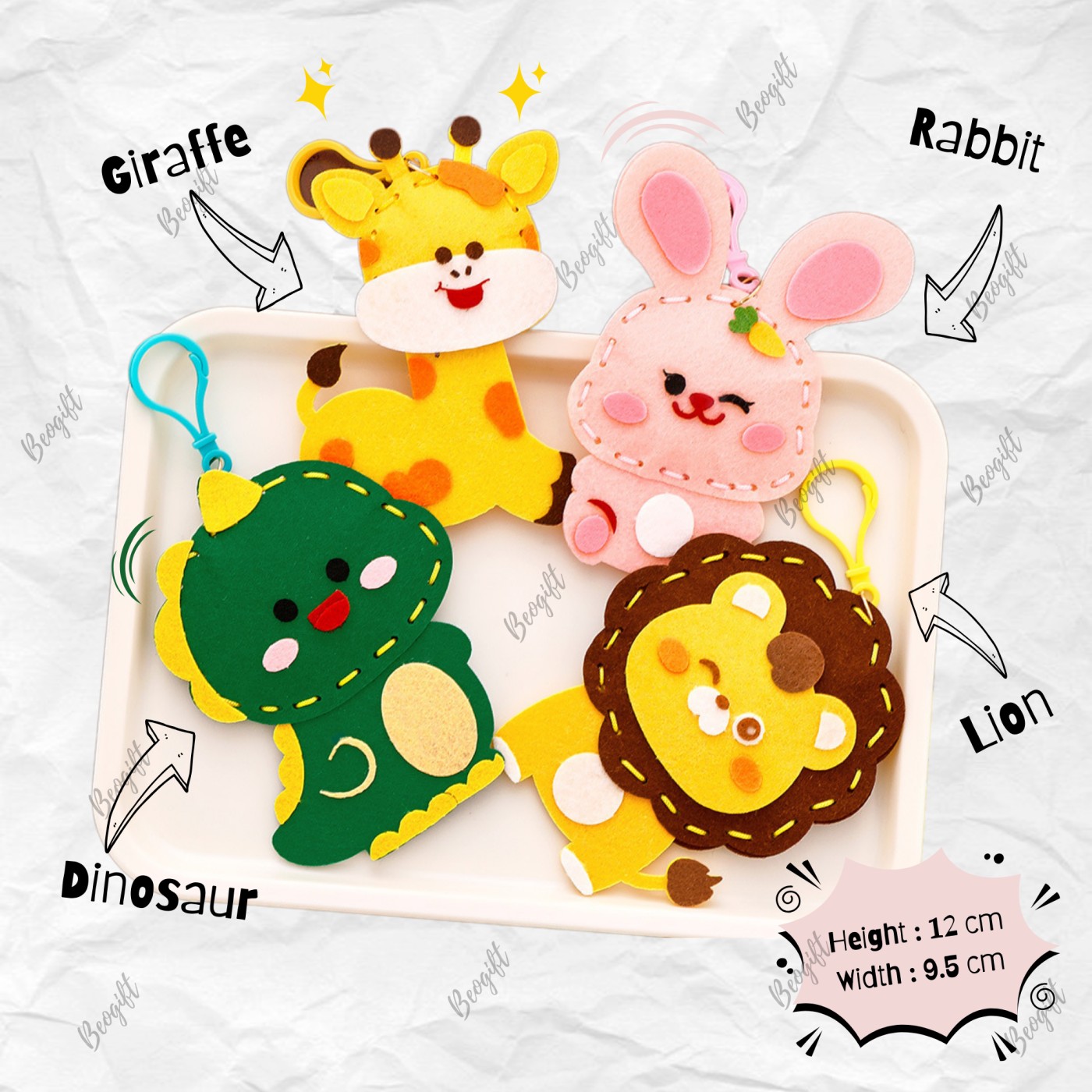DIY Cartoon Animal Keychain Art & Craft Kindergartens Door Toys Party ...