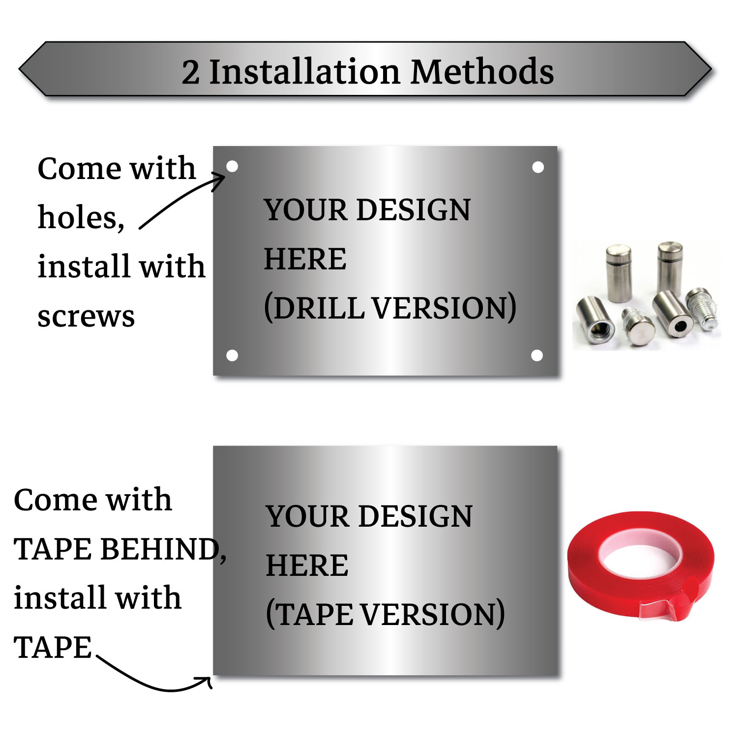 Stainless Steel Business Company Signboard UV Print Papan Tanda Besi ...