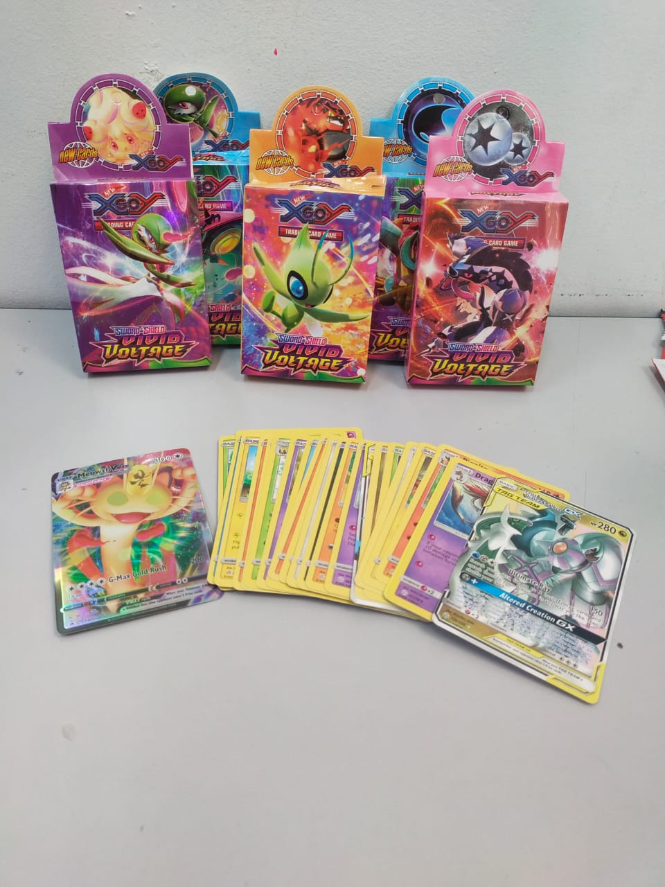 55 pcs Gold Game Cards Family Card Game Collection Pikachu Trainer ...