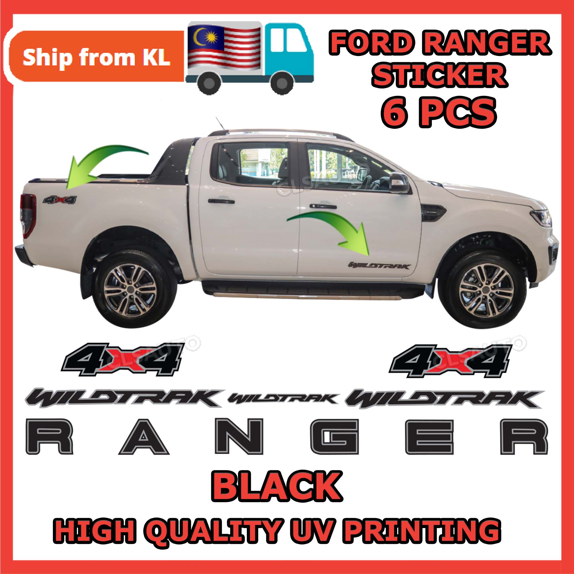 FORD RANGER Sticker Body Car Side Lining Decal 12 Designs Raptor ...