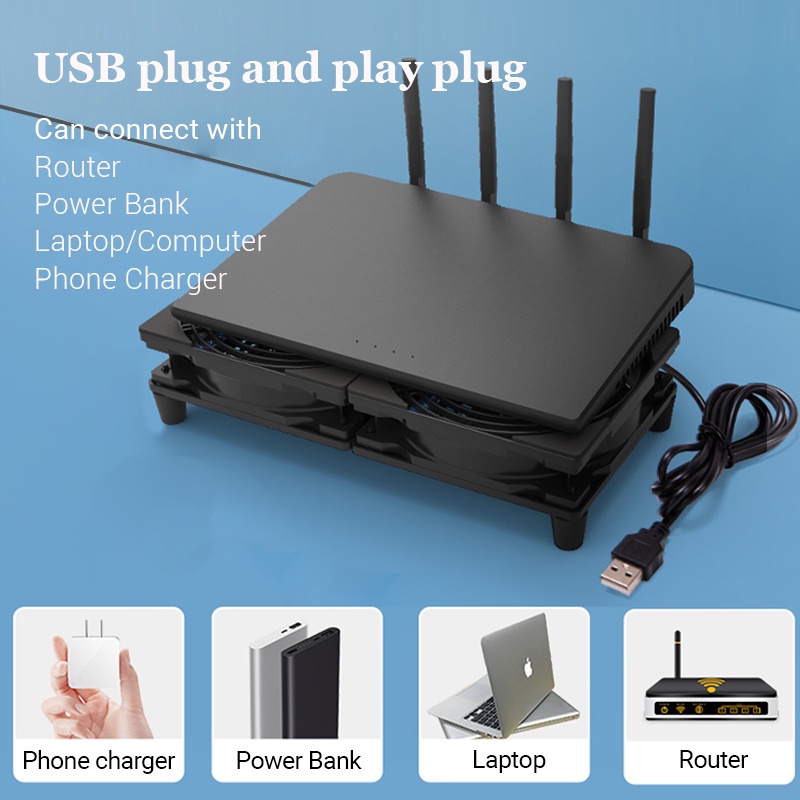 1800RPM Router Modem Fan Silent Cooling External Fan Cooler Stand TV ...