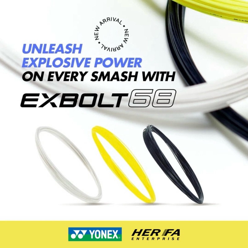 YONEX Exbolt 68 Badminton String Durable 100 Tali Racket Badminton BGXB68 0.68mm | Shopee ...