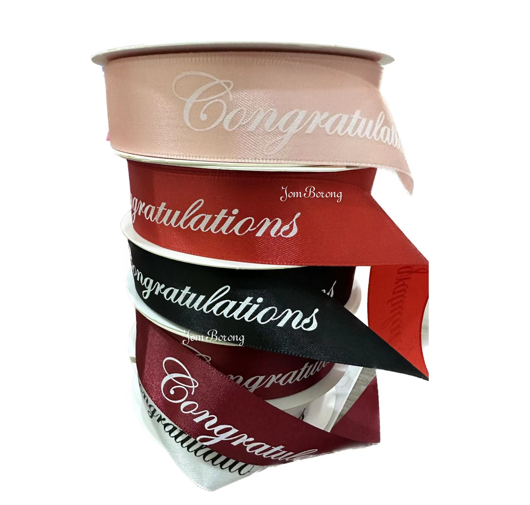 (22M) 2.5CM CONGRATULATION Ribbon Graduation Reben Riben Satin Flower ...