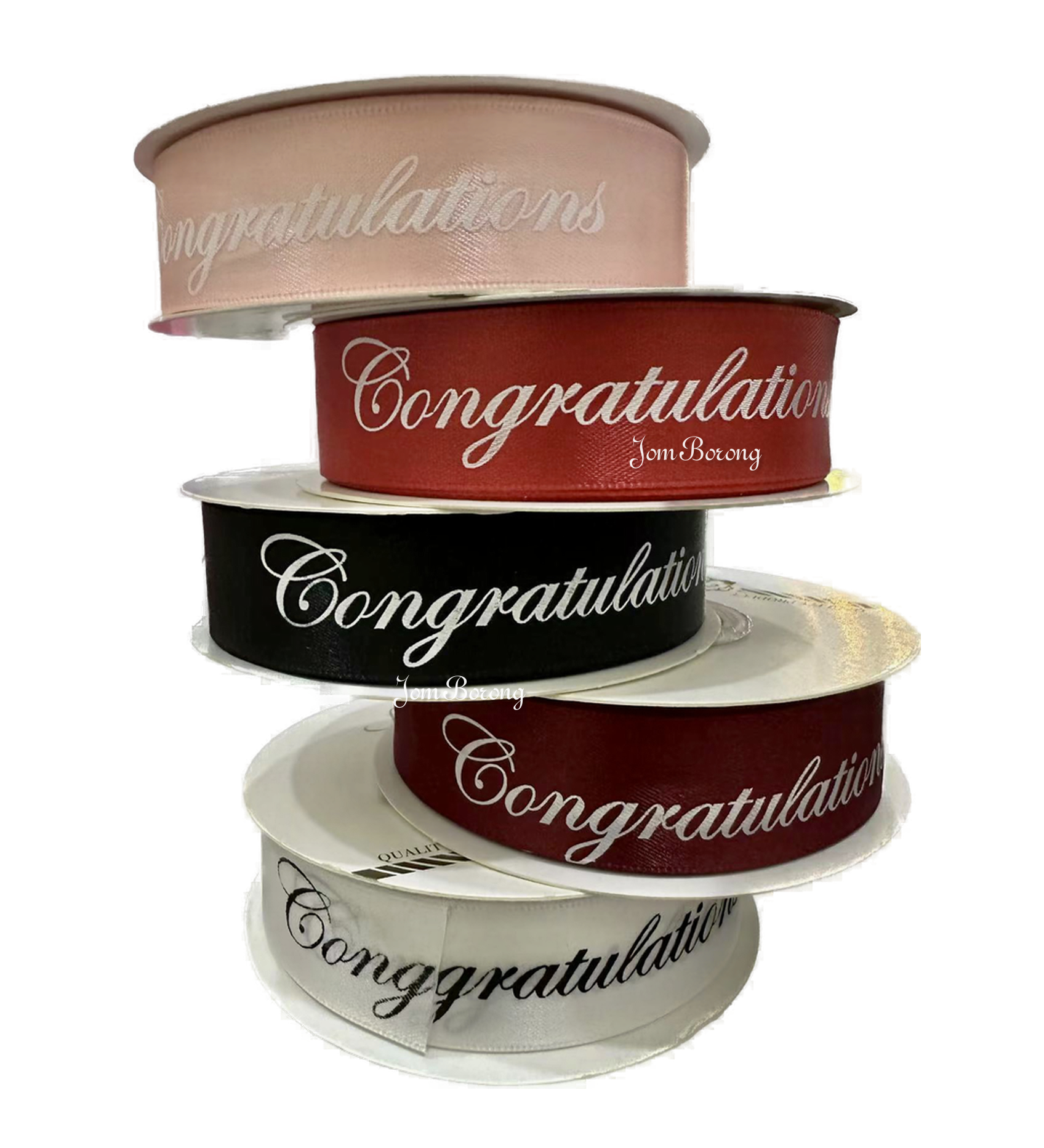 (22M) 2.5CM CONGRATULATION Ribbon Graduation Reben Riben Satin Flower ...