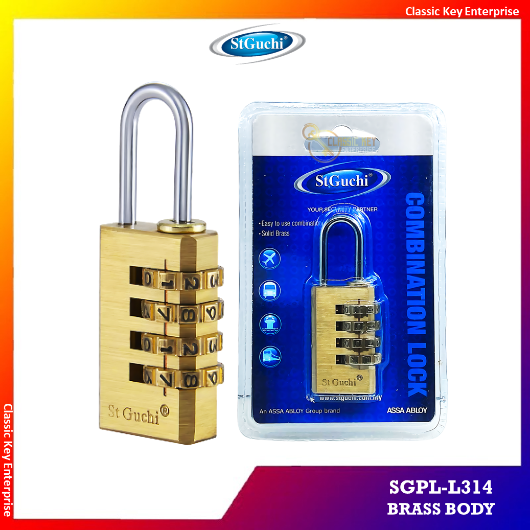 St Guchi Luggage Lock SGPL-L314 padlock (4 Digit Brass Body) | Shopee Philippines