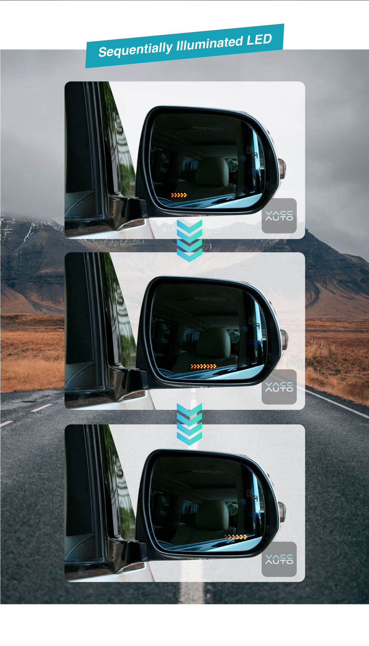 VACC AUTO BSM Blue Mirror with LED Signal Lamp Side Rearview Winker ...