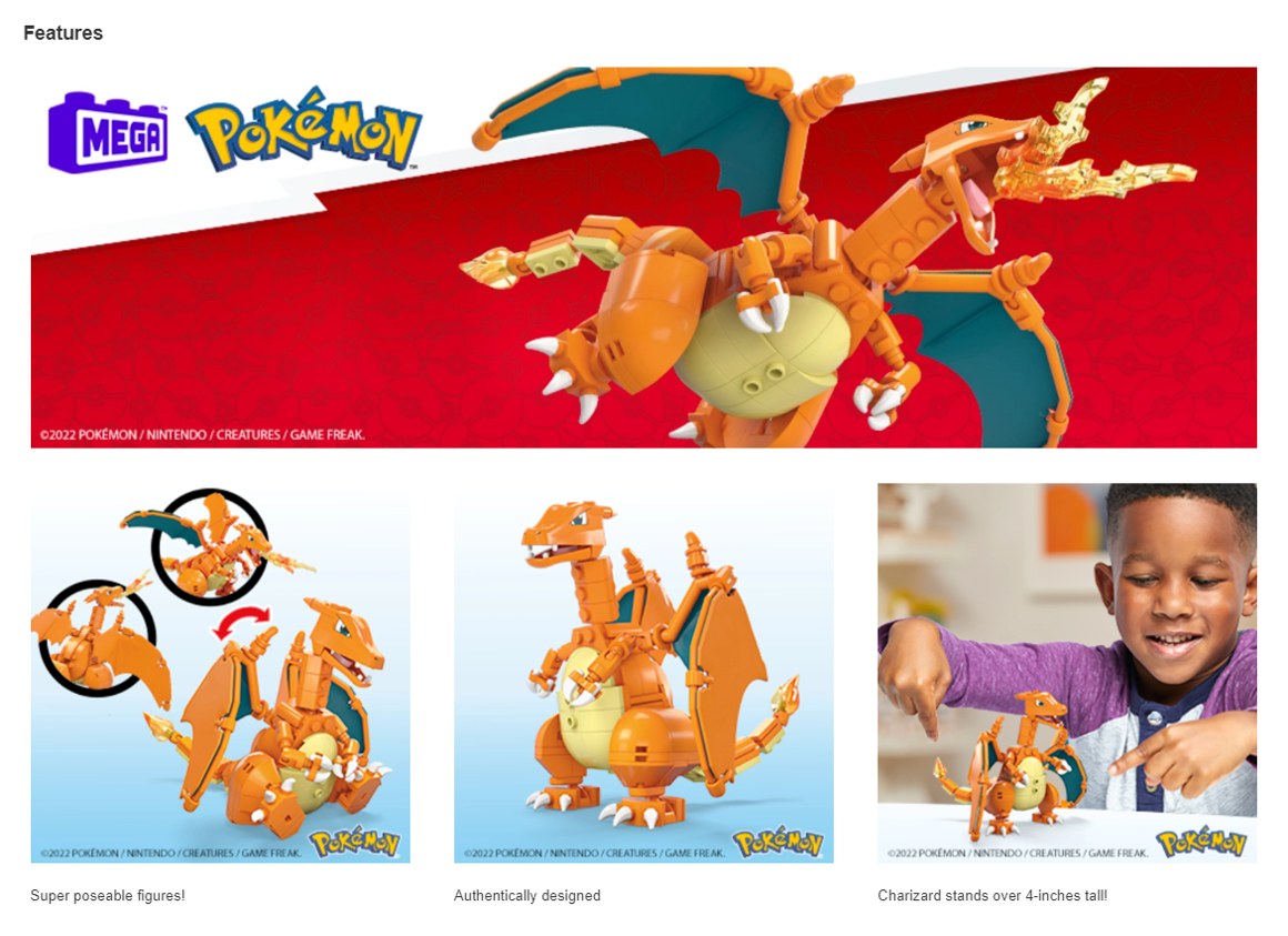 MEGA Pokémon Charizard Construction Set - 222pcs (GWY77) | Shopee ...