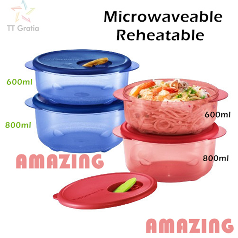 Tupperware Rock N Serve Round Set 600ml & 800ml (Microwaveable ...