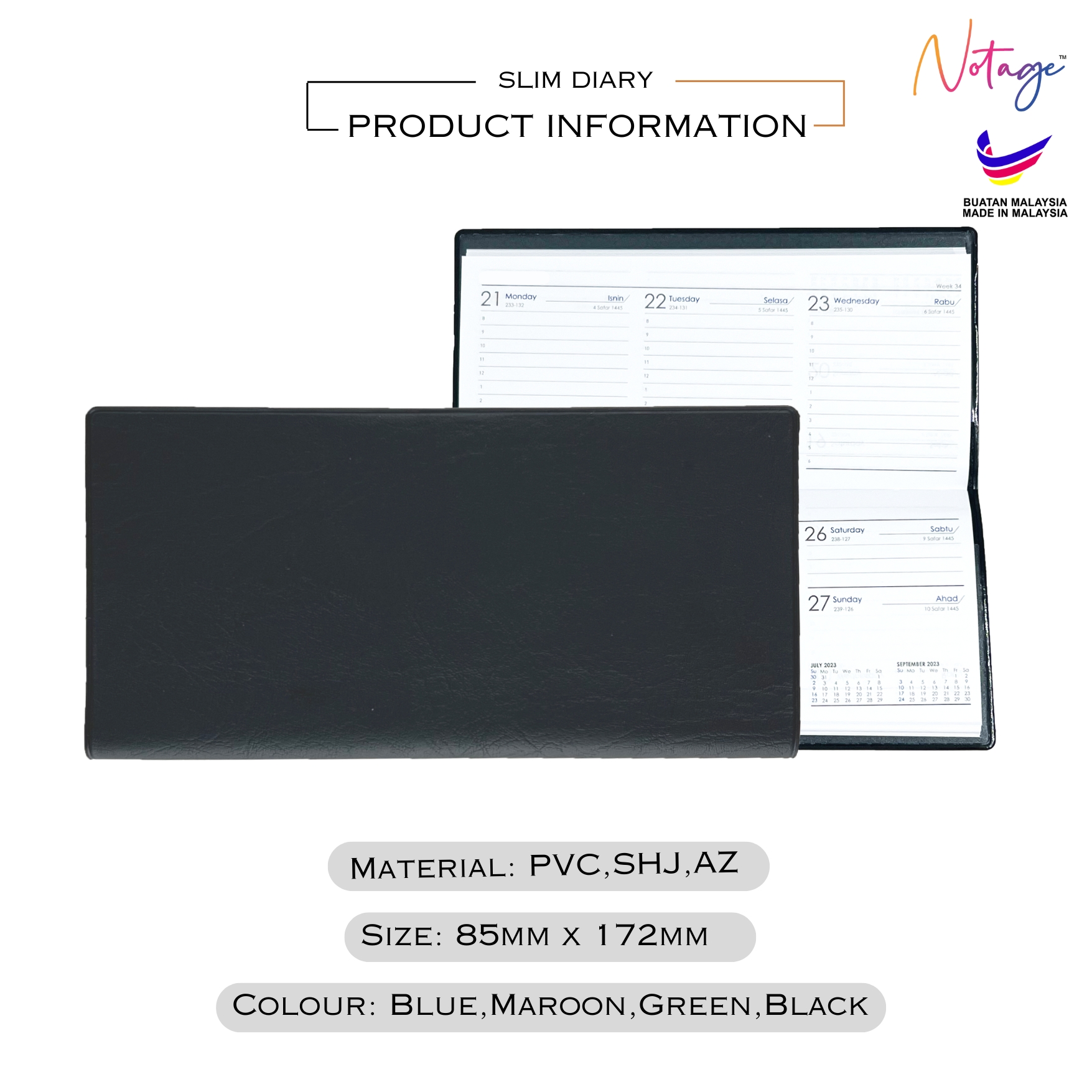 Slim Diary 2025 PVC Soft Cover for Small Pocket Size Diary Journal ...