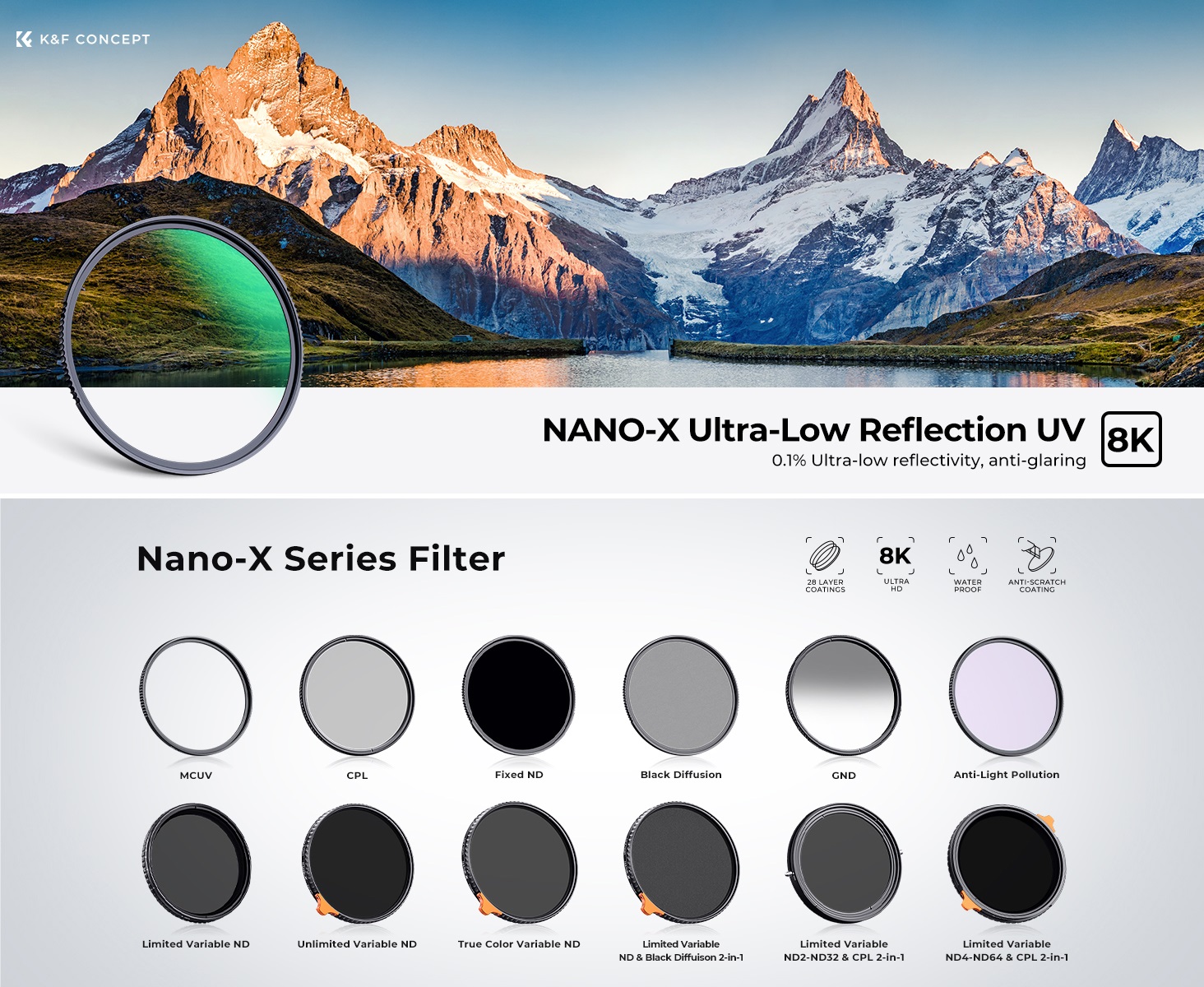 K&F Nano-X Series Ultra Low Reflection MRC UV Filter Ultra Low Reflection Filter MRC Filter ...