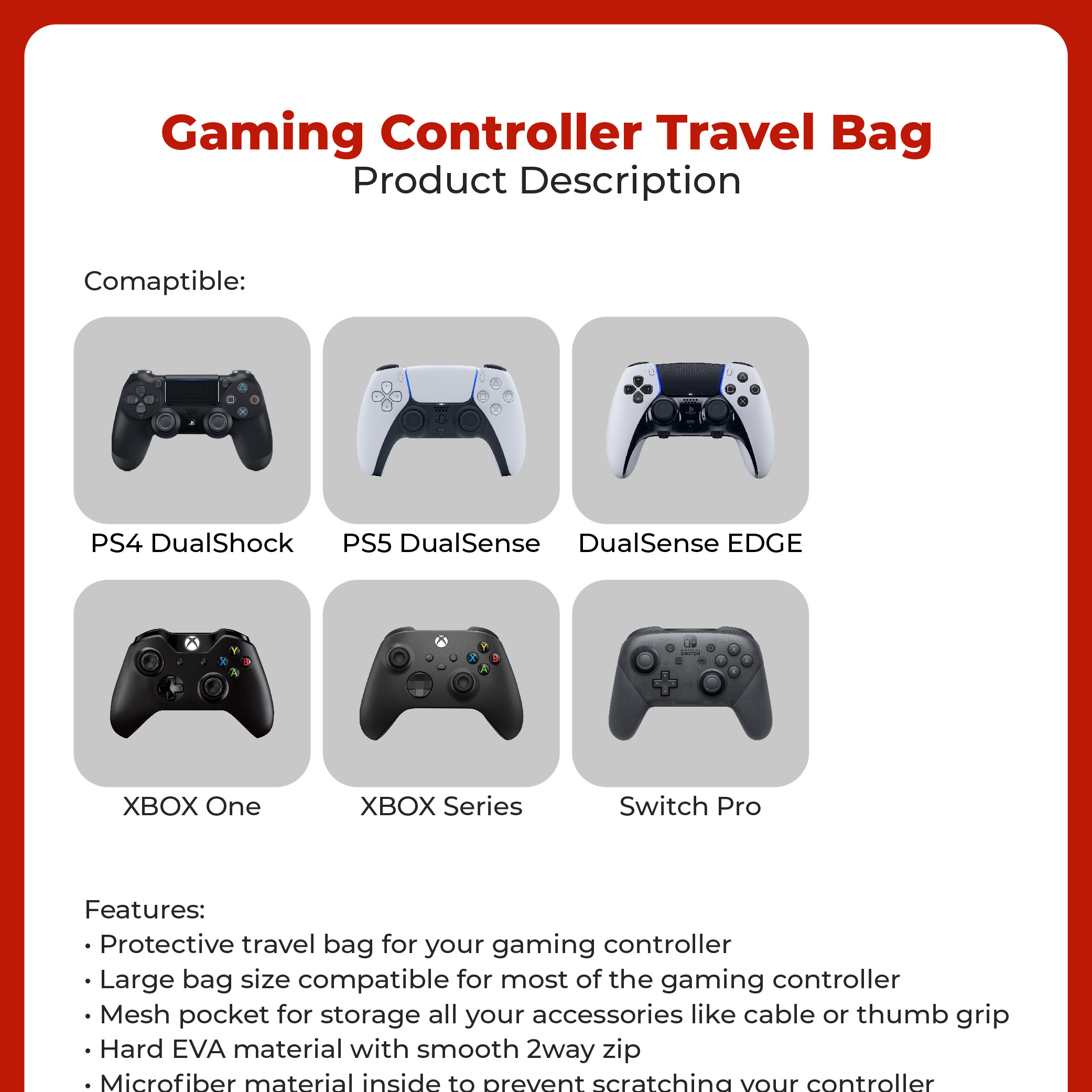PS5 Controller Bag Travel Case Console PS4 Switch Xbox DualSense5 ...