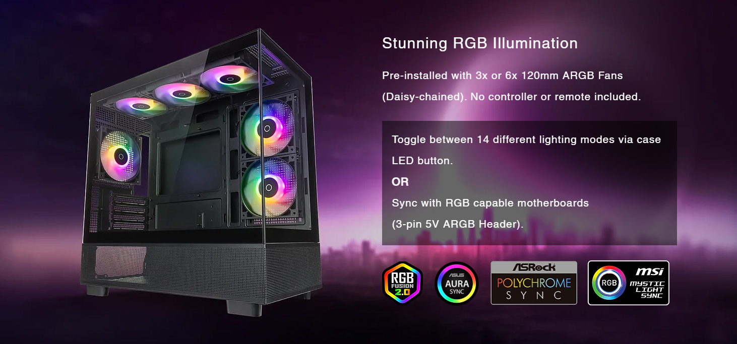 TECWARE INFINITY M ARGB M-ATX PC CASE - BLACK / WHITE (INCLUDED 6 ARGB ...