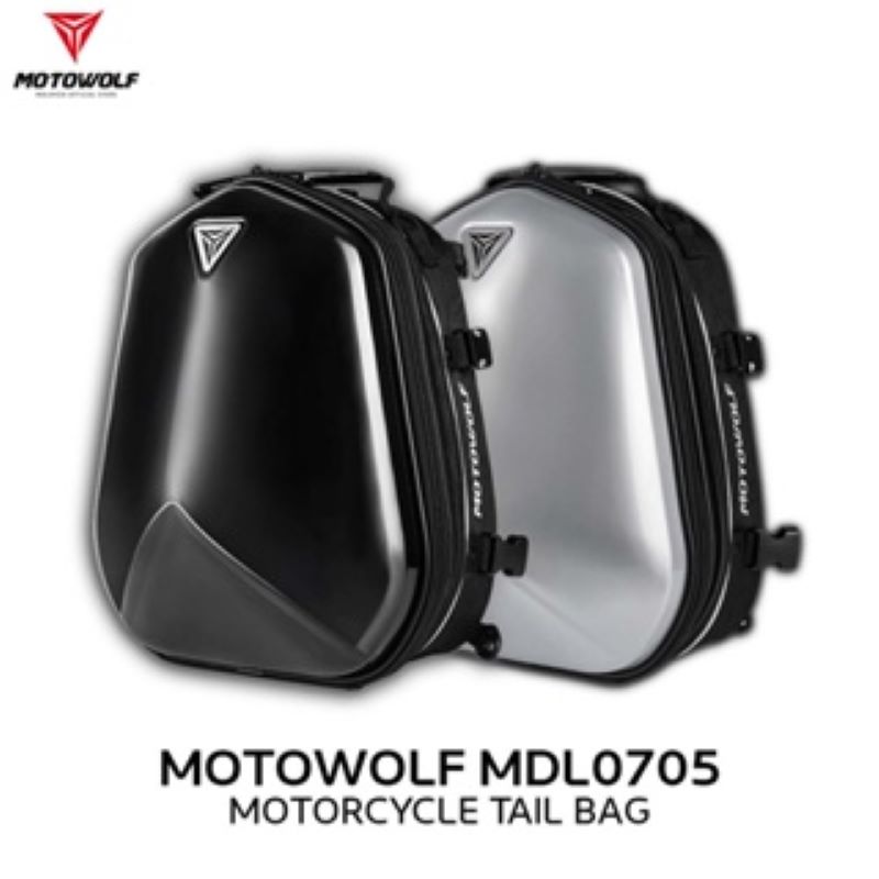 MOTORWOLF MDL 0705 Motorcycle Tail Bag Rear Seat Bag Hard Shell Helmet ...