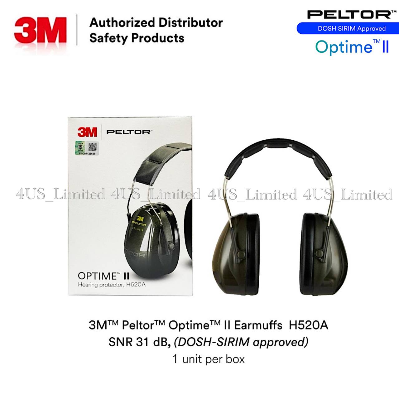 3M H520A PELTOR OPTIME II Headband EARMUFF SNR 31db SIRIM DOSH | Shopee ...