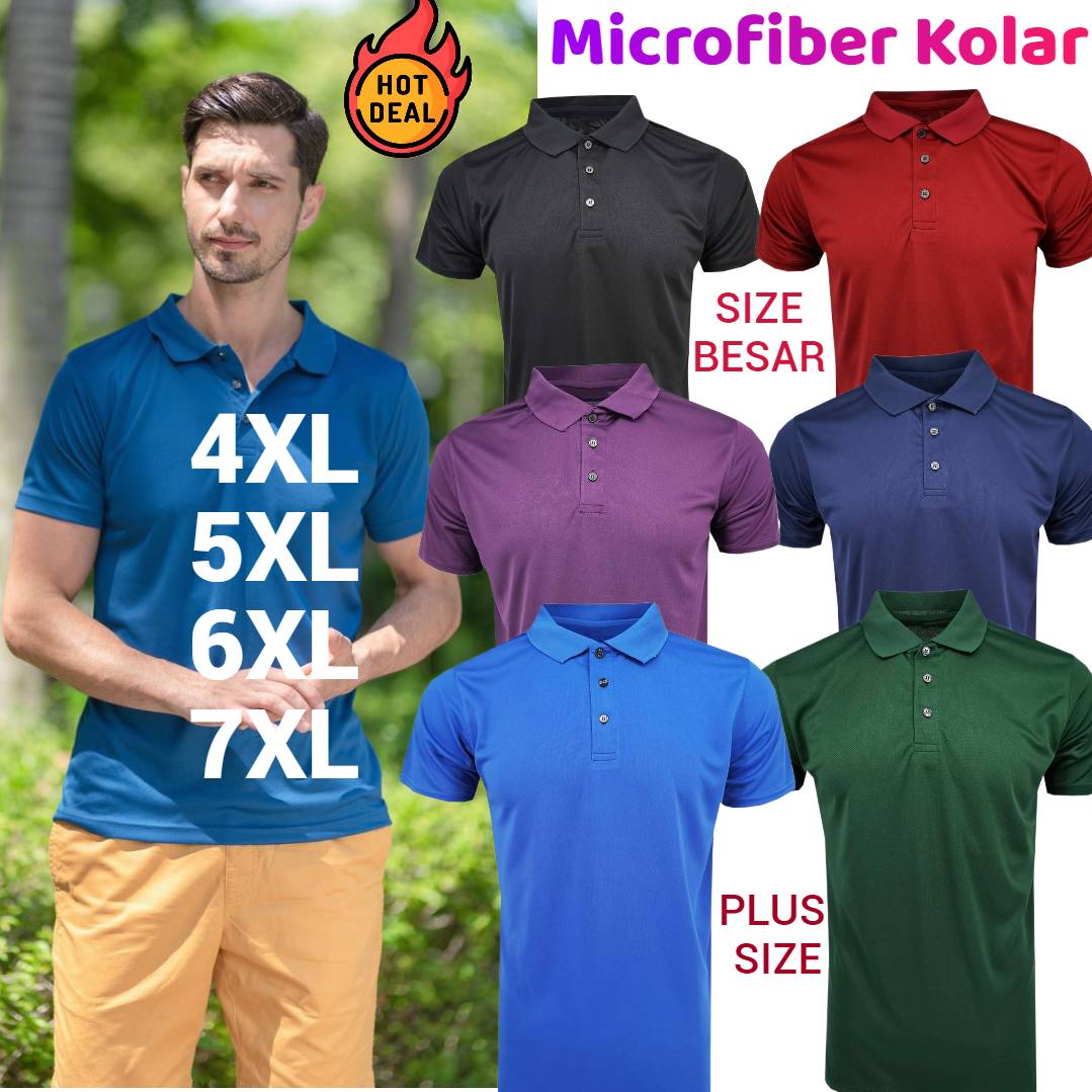 RIGHTWAY Big Size (4XL-7XL) Jersi Kolar Plus Size Microfiber Polo T-Shirt Baju Lelaki Unisex ...