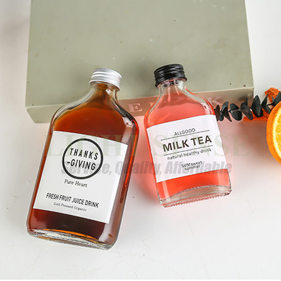 Flat Glass Bottle 50ml 100ml 200ml 250ml / Cold Brew Bottle / Juice ...