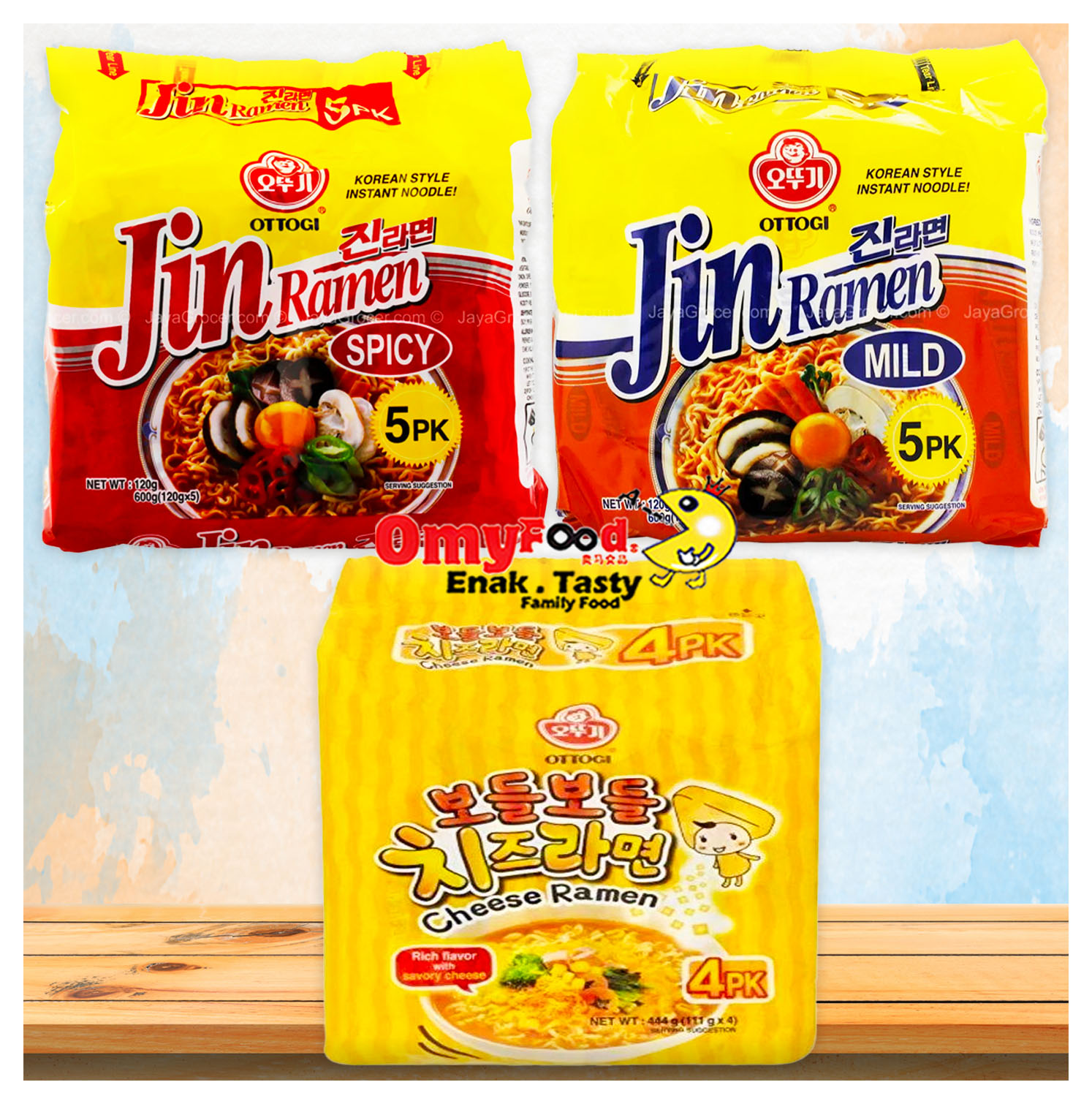 600g (120g x5pcs) Ottogi Korean Style Instant Noodle [Mild / Spicy ...