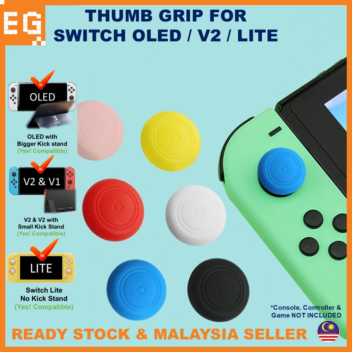 2PCS Switch OLED V2 V1 Switch Lite Thump Grip Cute Joy Con Analog Cap ...