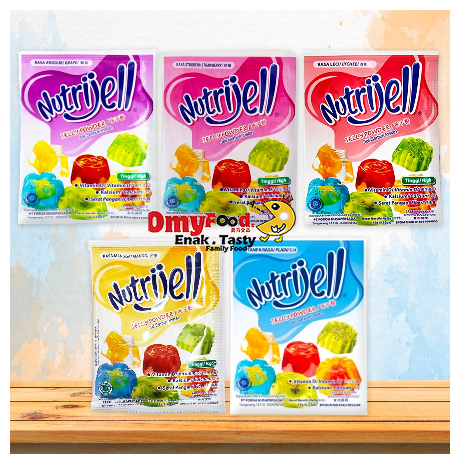 15g Nutrijell Jelly Powder [Plain / Strawberry / Mango / Grape / Lychee ...