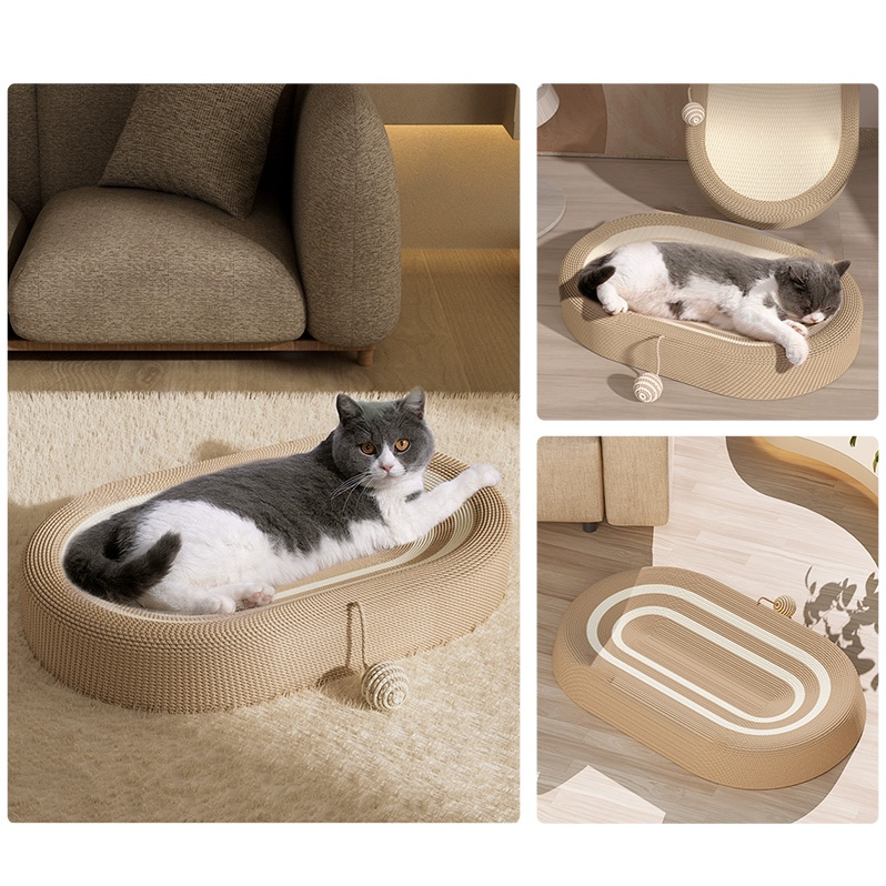 Oval Sisal Cat Scratching Board Wear-Resistant Pet Scratcher Pads Bed ...