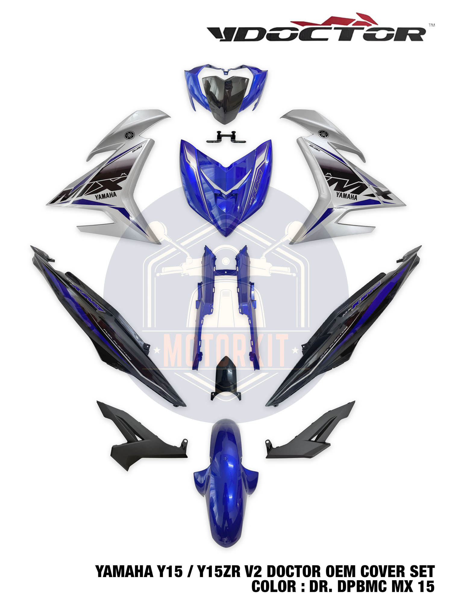 YAMAHA Y15 Y15ZR V2 SPECIAL CUSTOM COLOR BARU BODY COVER SET BLUE DPBMC ...