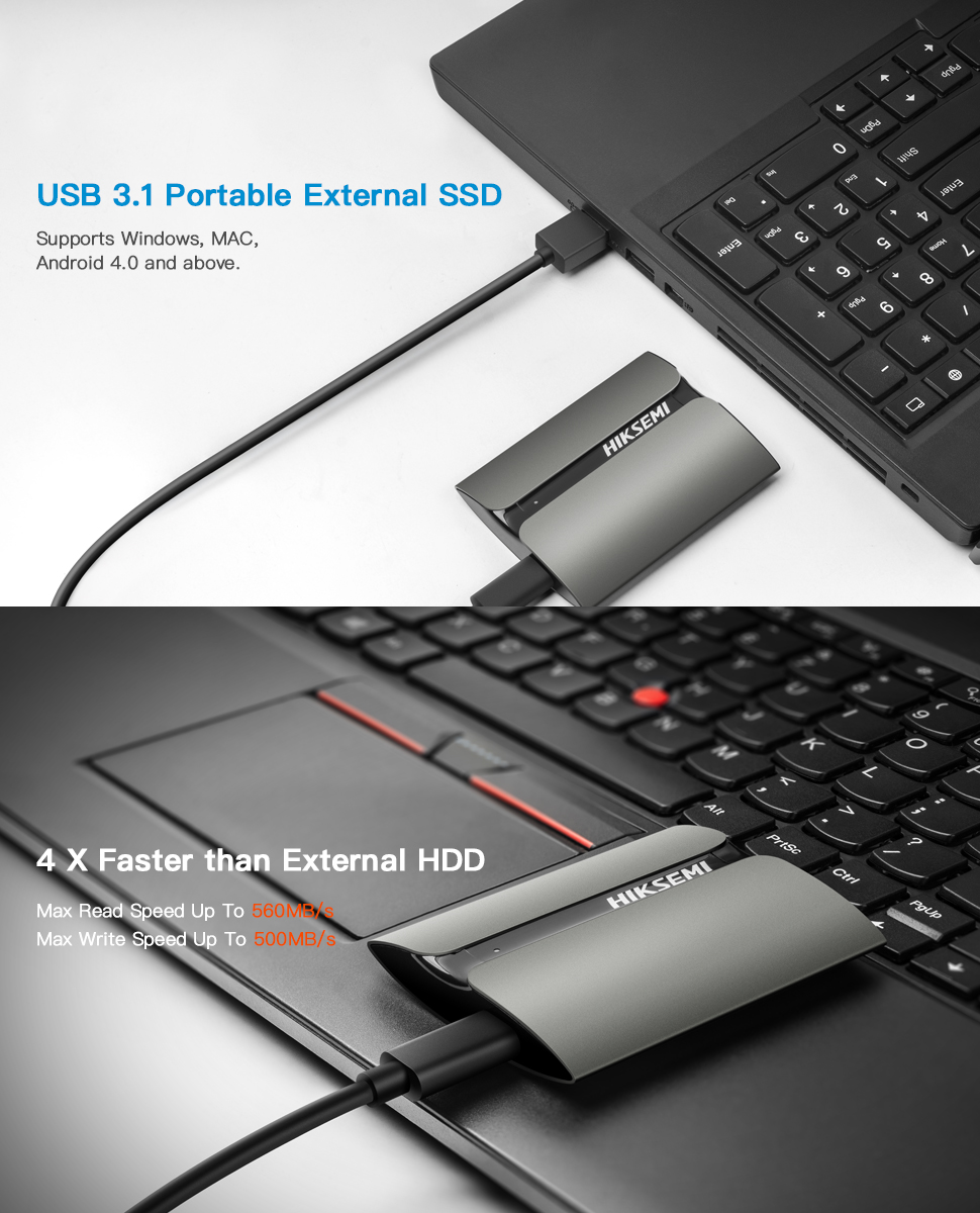 HIKSEMI T300S 1TB USB3.1 Type-C Portable External SSD - Up to 560 MB/s ...