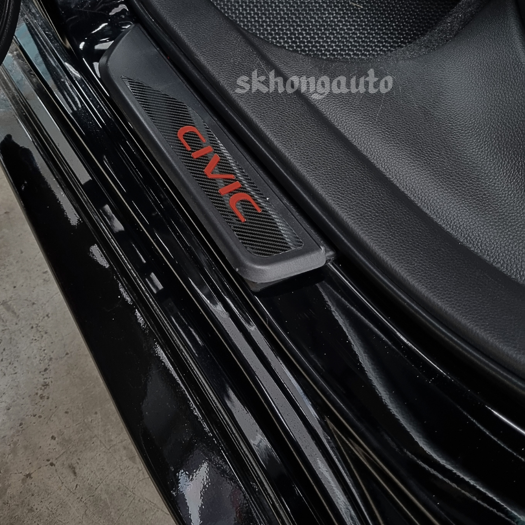 honda civic fe 2021-2025 car door step carbon / carbon red word door ...