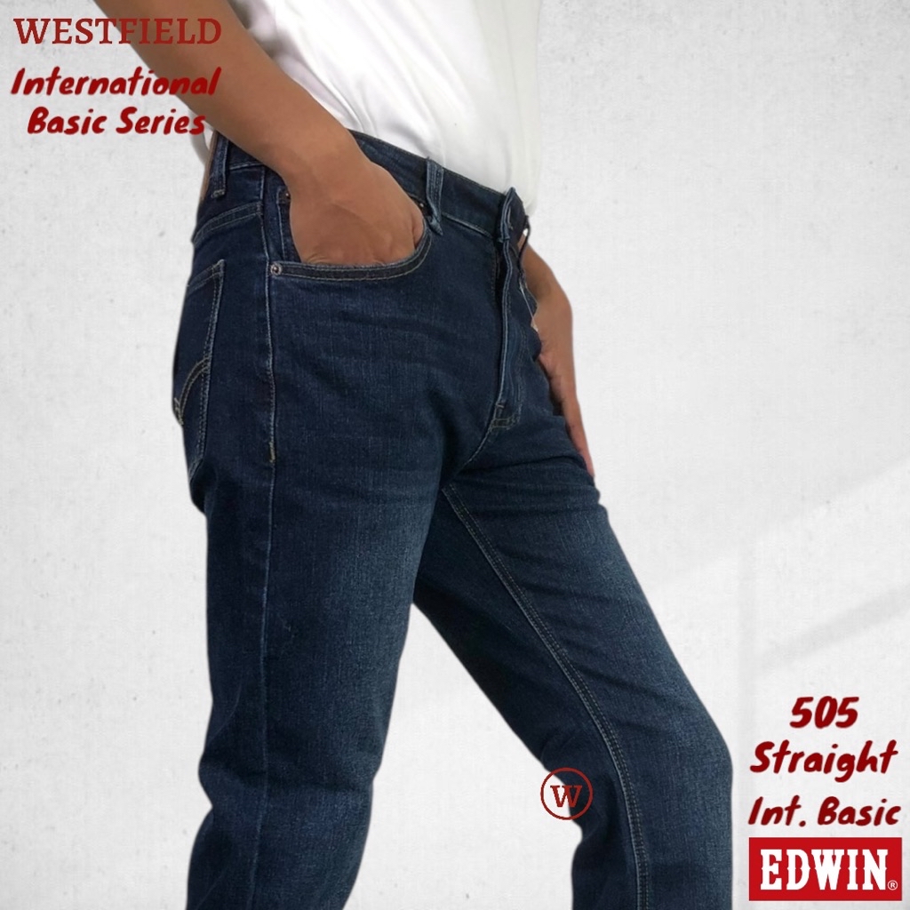 EDWIN Men’s 505 Stretchable Dk Vintage Blue Straight Cut Jeans ( 7705 ...