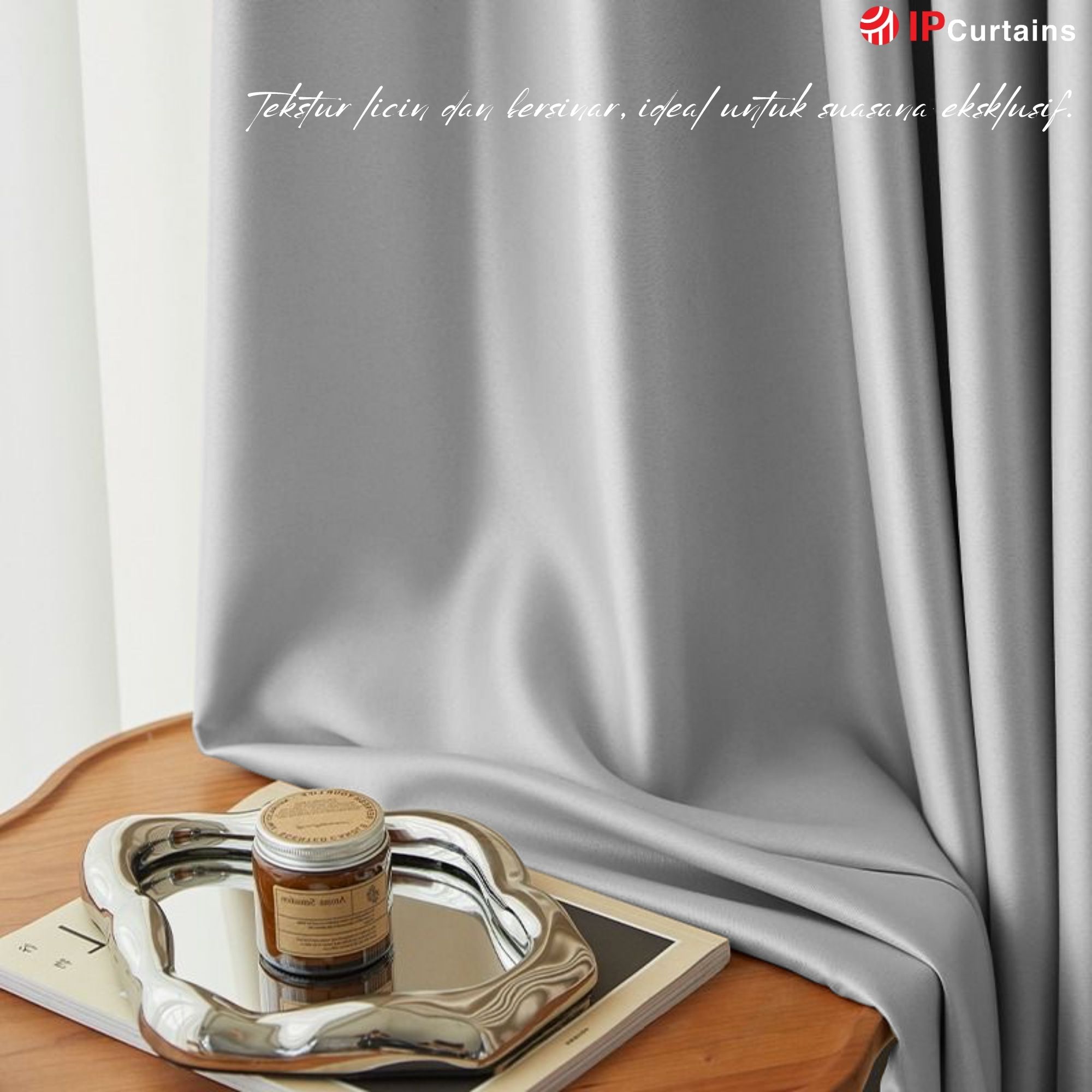 IP CURTAIN NOAH Langsir 80% Blackout Warna Silver@Light Grey Lembut ...