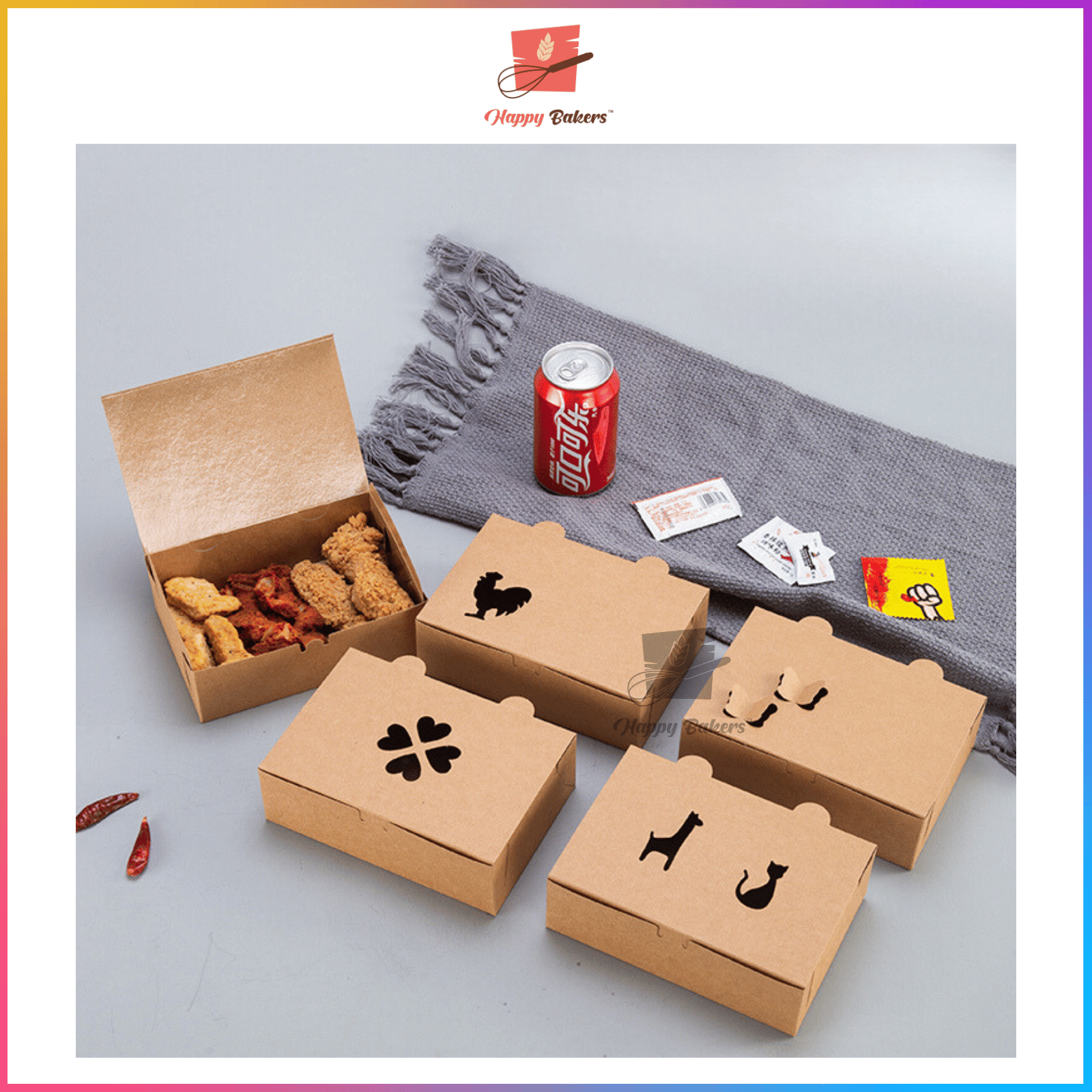 Kraft Paper Plain Boxes Butterfly Clover Plain Design Boxes For Cakes ...