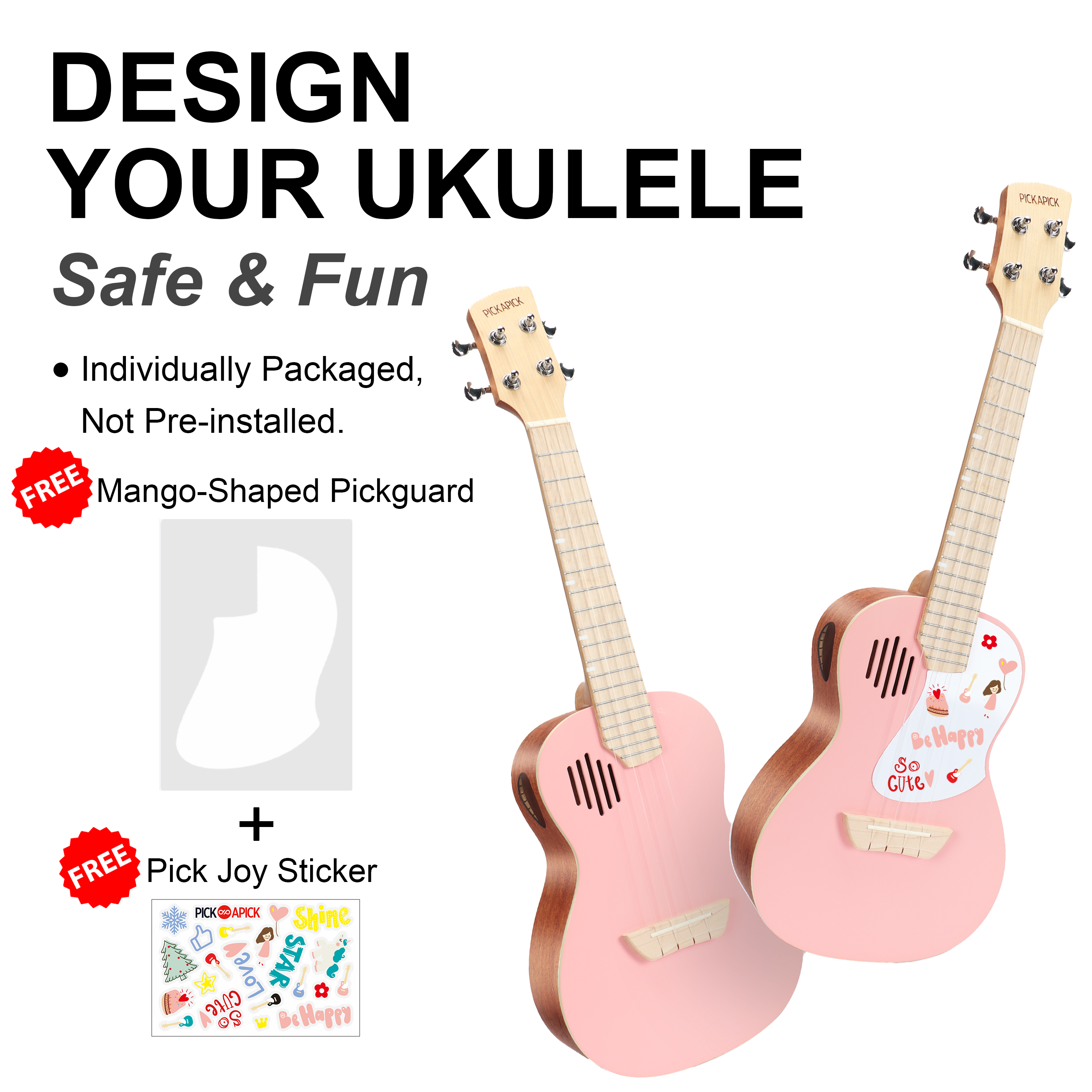PICKAPICK 23 Concert Color Ukulele UC23 Ukelele Beginner Set 尤克里里 ...
