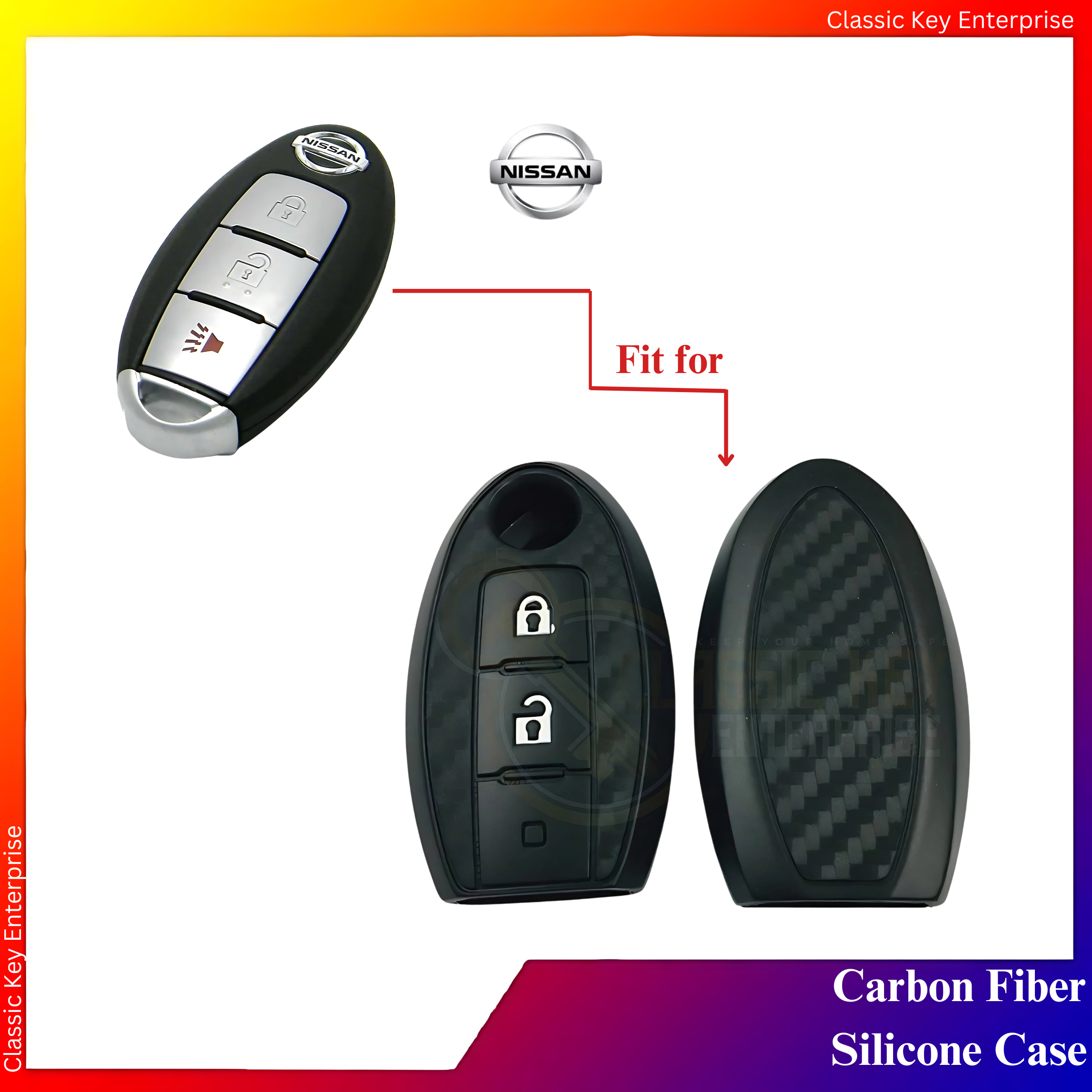 Nissan Remote Key Carbon Fiber Silicone Cover Case Almera/Latio 2/3 ...
