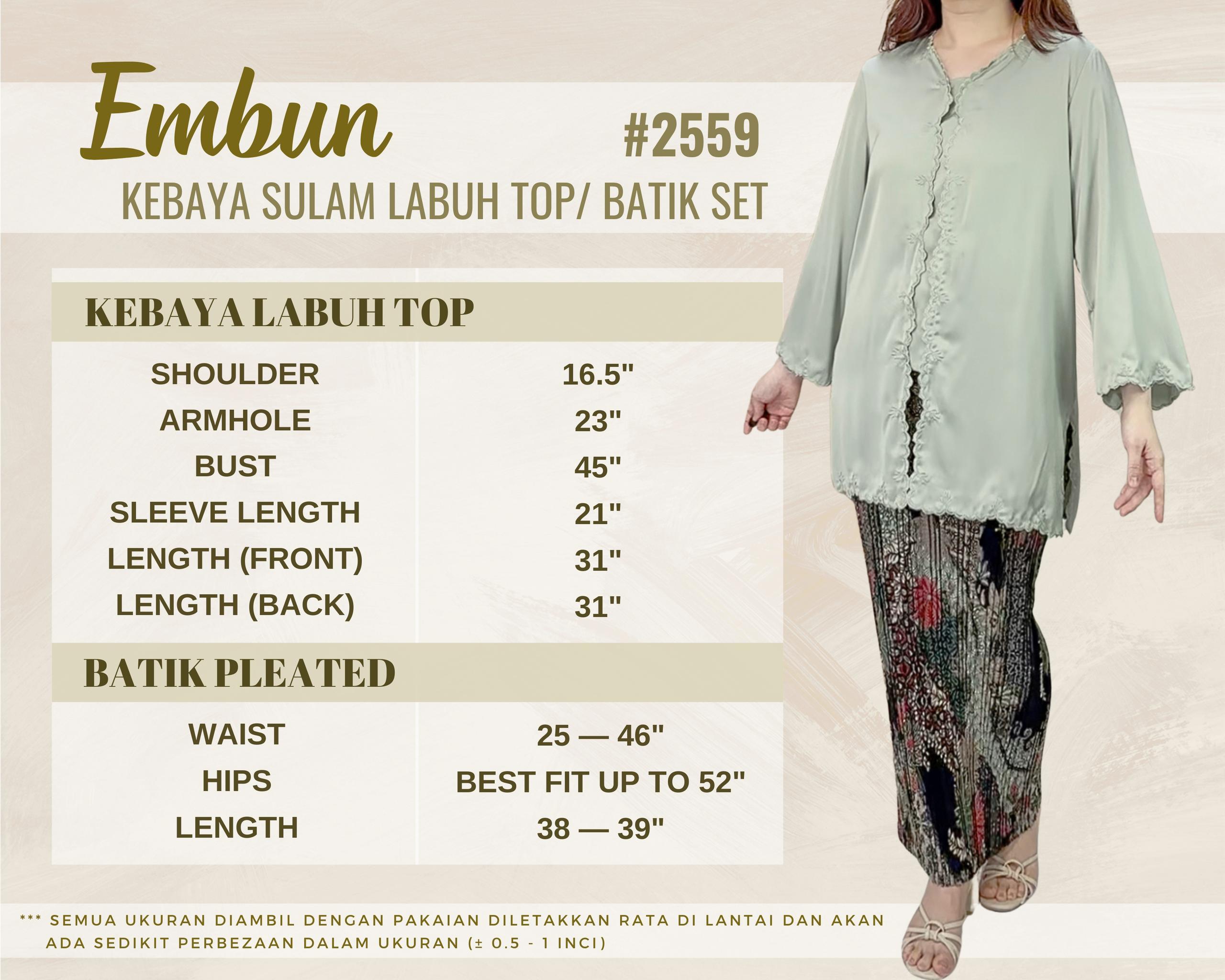 Jj COUTURE EMBUN KEBAYA EMBROIDERED LABUH TOP/BATIK SET RAYA COLLECTION ...
