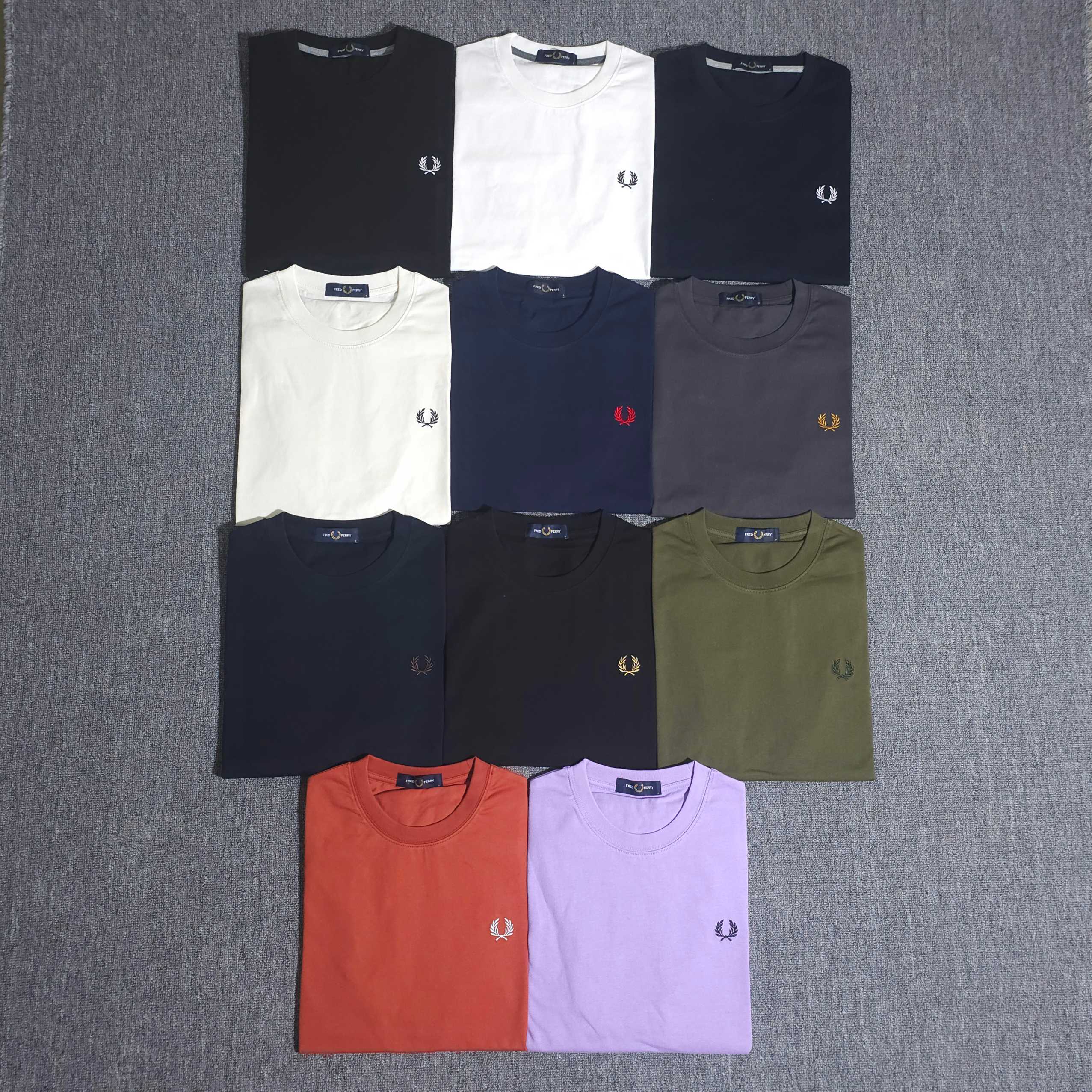 New Solid Collection Fred Perry‘s Men T Shirts Solid Embroidered Short ...