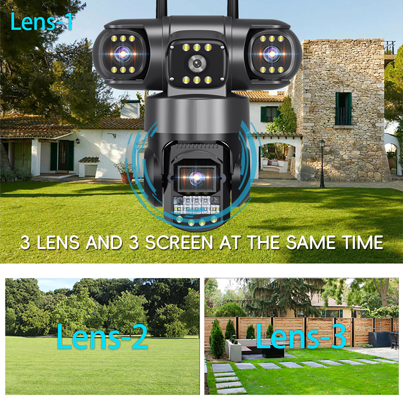V380 CCTV Camera Three lens Wi-Fi Wireless Outdoor waterproof Ip ...