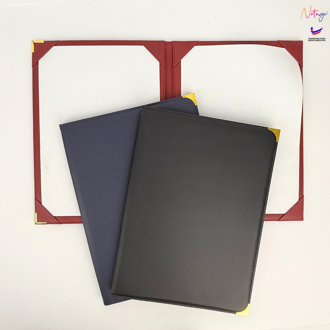 Executive PU Leather 8 Corner 2 Side Certificate Folder A4 Document ...