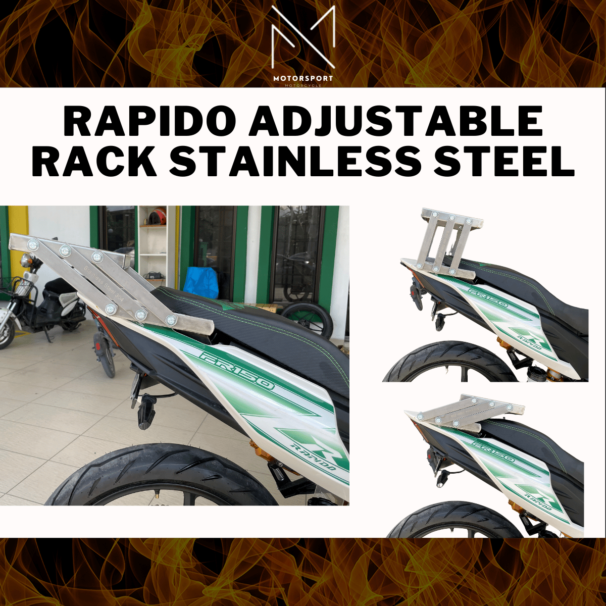 RAPIDO VOGE FR150 Heavy Duty Monorack J Adjustable Mono Rack Rek Foldable FR150 | Shopee Philippines