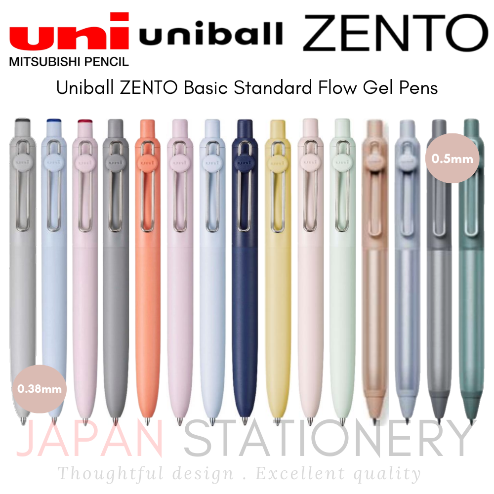 Uni Mitsubishi Uniball ZENTO Basic Standard Flow Gel Pens 0.38/0.5mm UBNZS38.15 UBNZS38 UBNZS05 ...