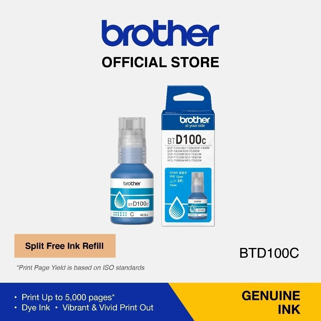 BROTHER BTD100 BLACK BTD100 CYAN BTD100M BTD100Y BROTHER BTD100BK INK ...