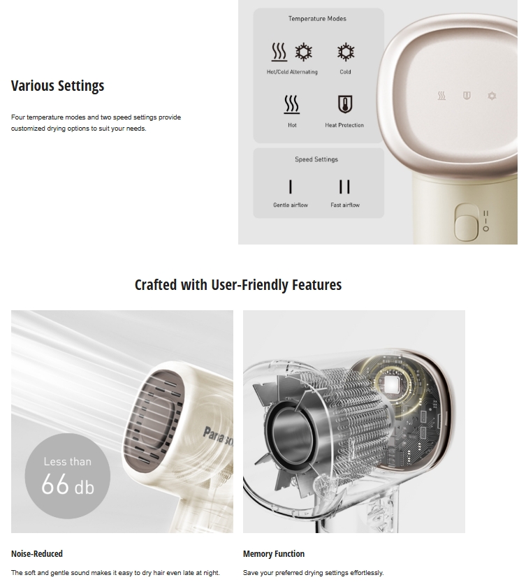 PANASONIC Ionity Hair Dryer with Linear Airflow EH-NE6M (Tangle-Free ...