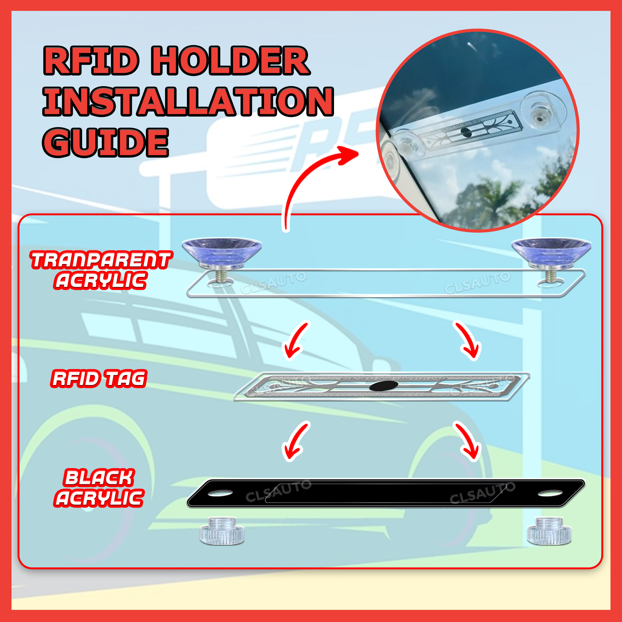 Car RFID Holder for TNG New Old Tag Double Layer Transparent Clear ...