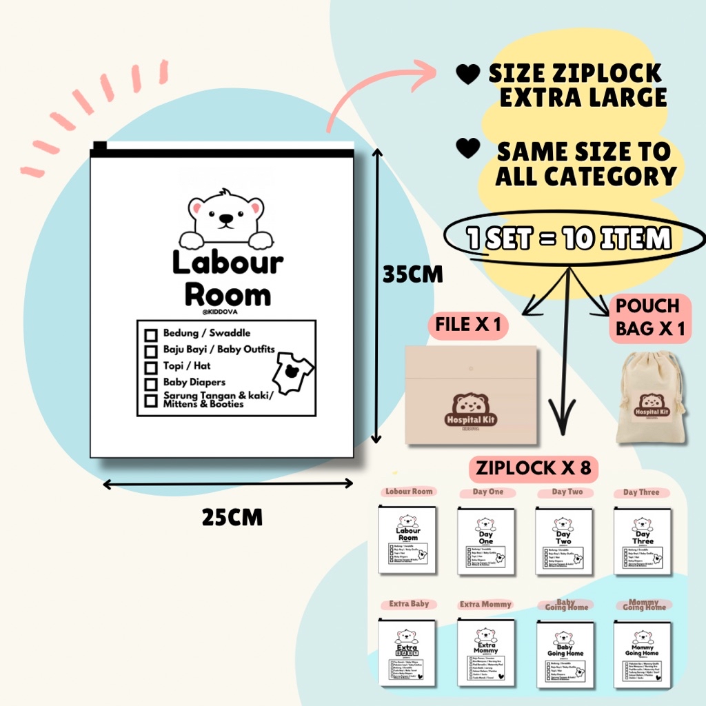 Hospital Kit Bag Plastik Hospital Ibu Bersalin Ziplock Hospital Bag ...